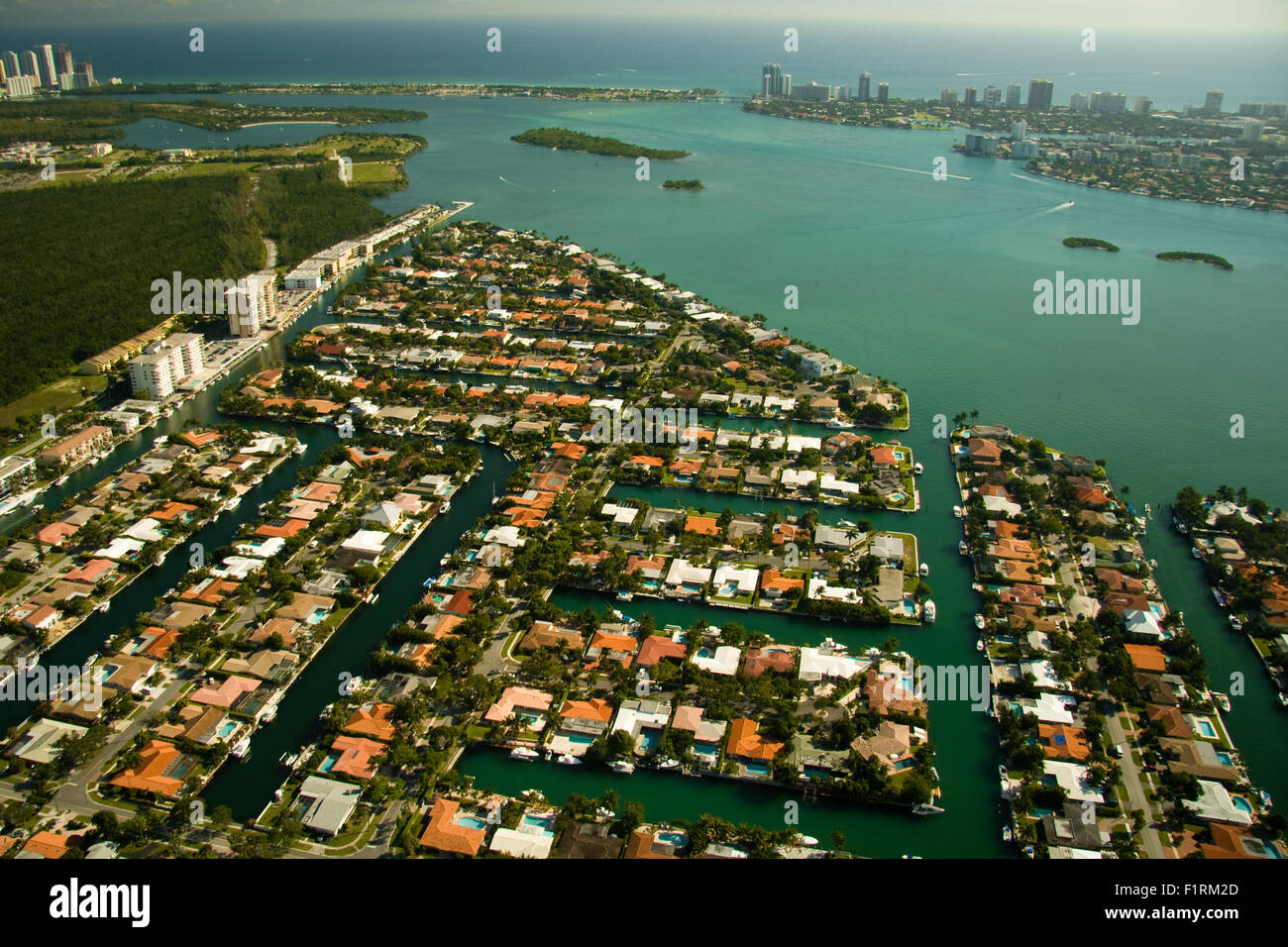 Aerial view of buildings at the waterfront, Miami, Florida, USA Stock ...