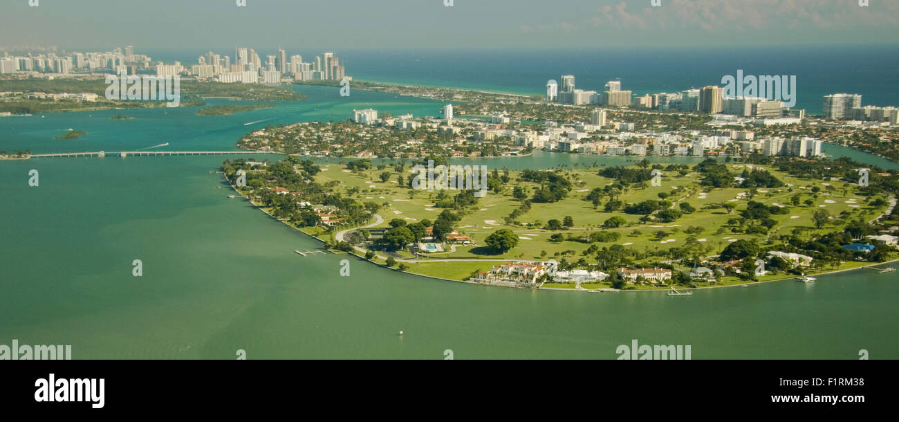 Aerial view of a city at the waterfront, Miami, Florida, USA Stock ...
