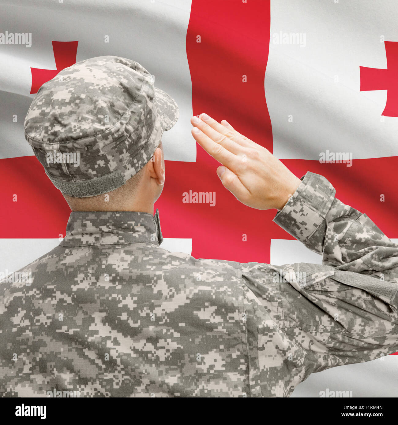 National military forces with flag on background conceptual series ...