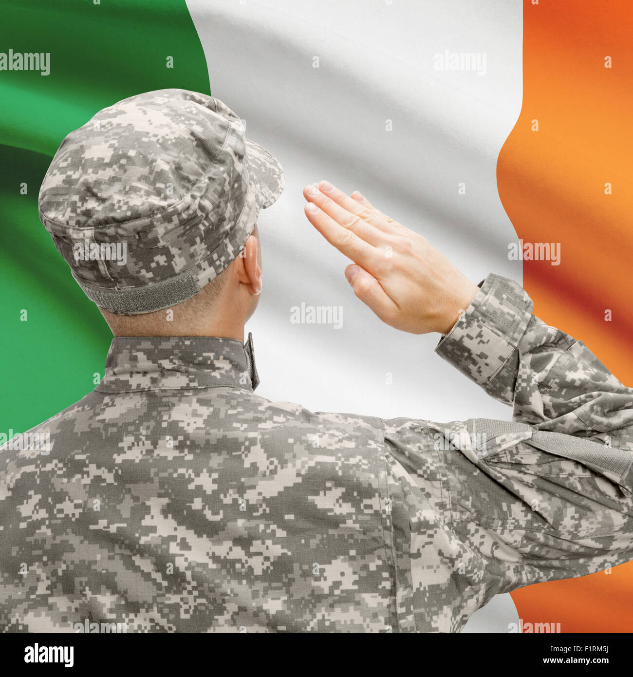 National military forces with flag on background conceptual series ...