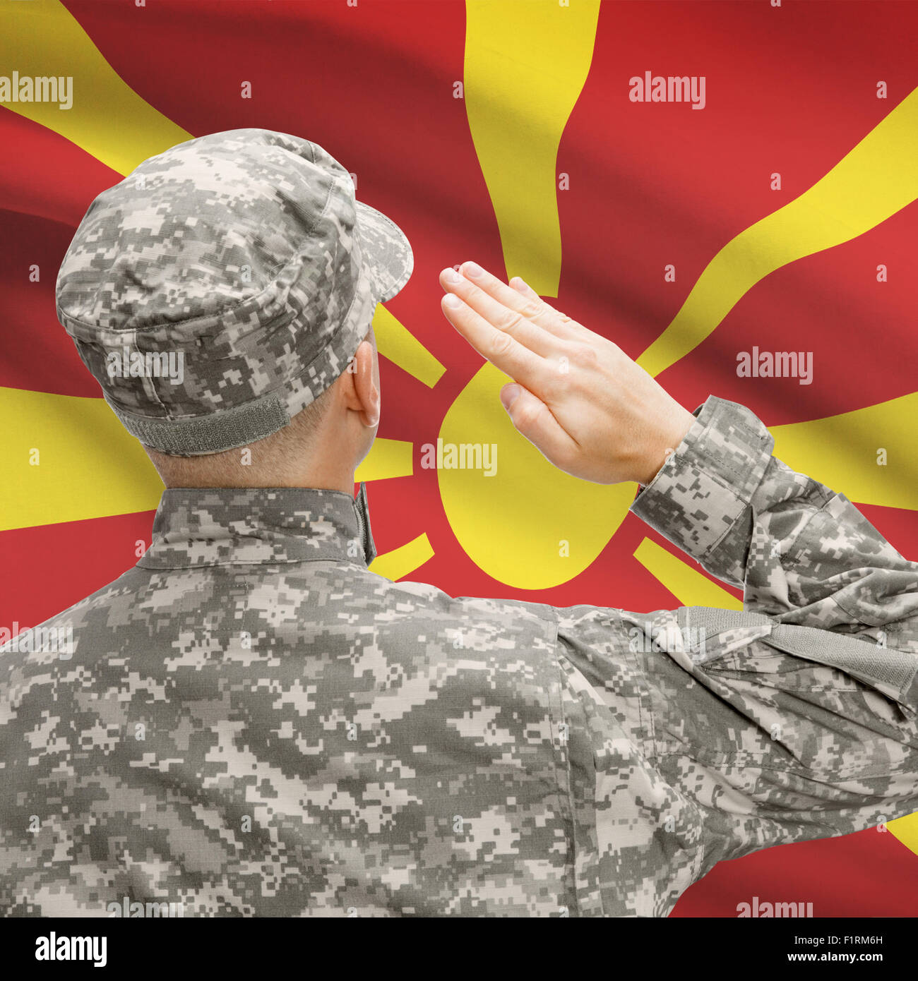 National military forces with flag on background conceptual series ...