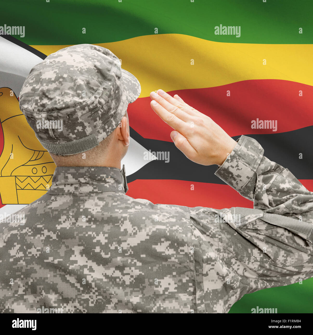 National military forces with flag on background conceptual series ...
