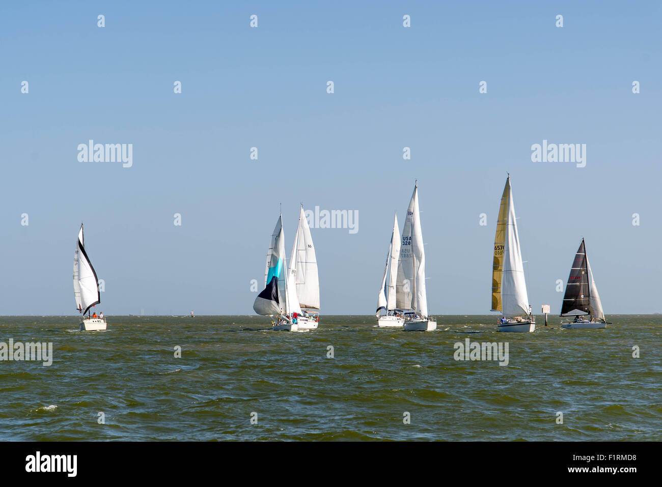 sailing a yacht in the open ocean Stock Photo - Alamy