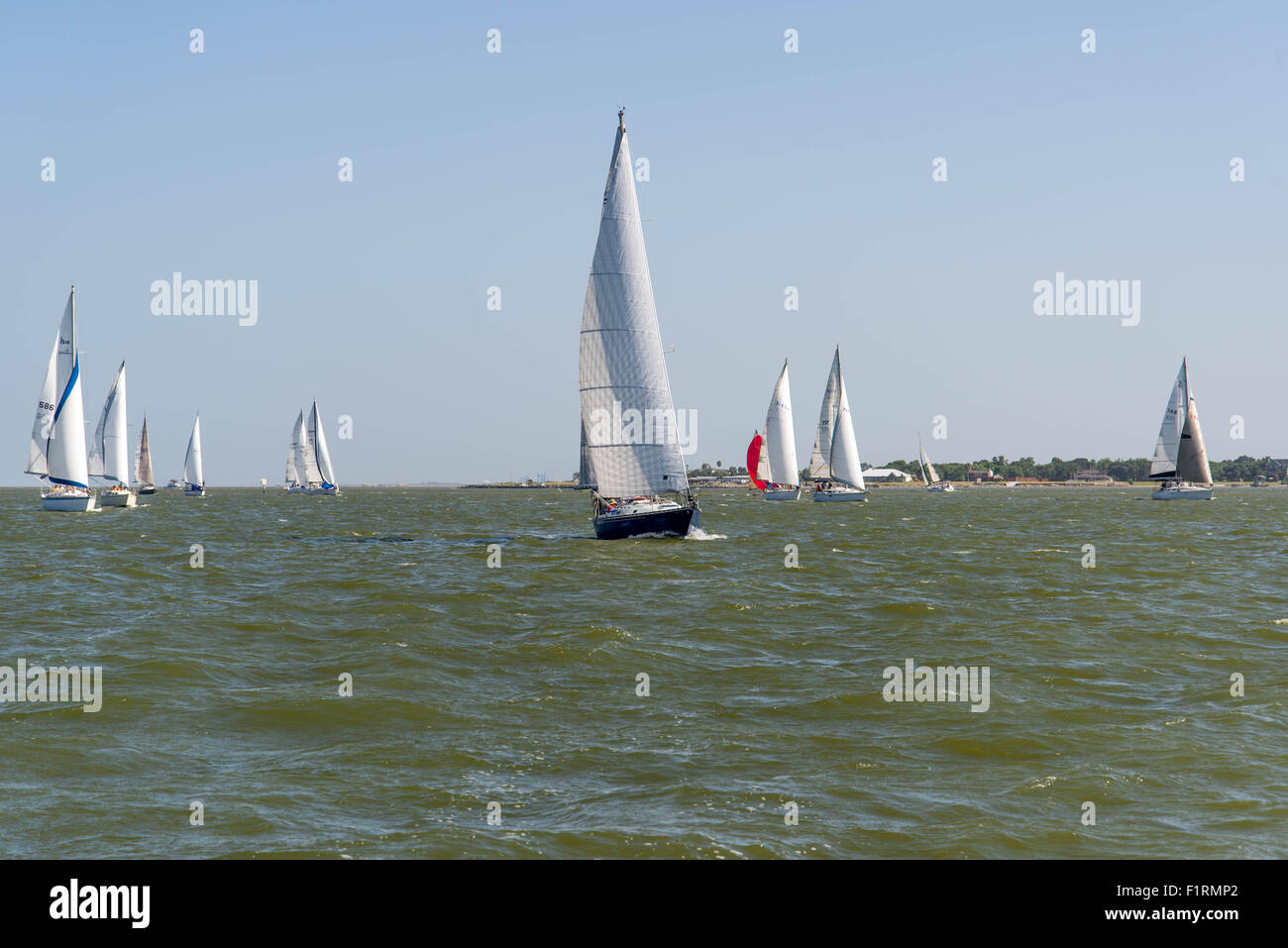 sailing a yacht in the open ocean Stock Photo - Alamy