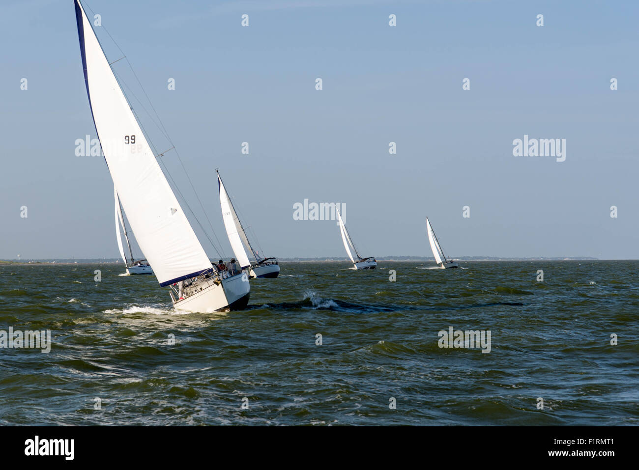 sailing a yacht in the open ocean Stock Photo - Alamy