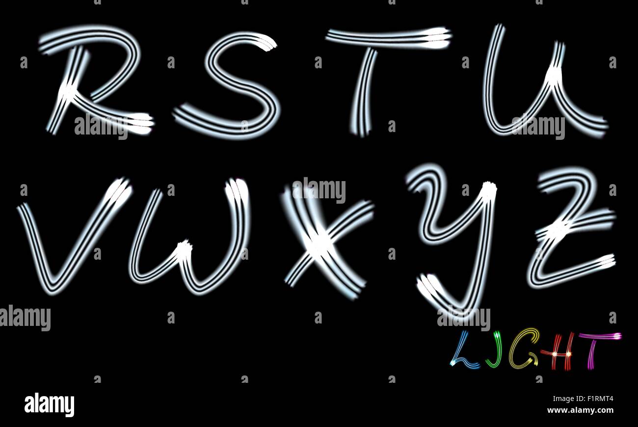 Glowing green neon alphabet letters Stock Vector Images - Alamy