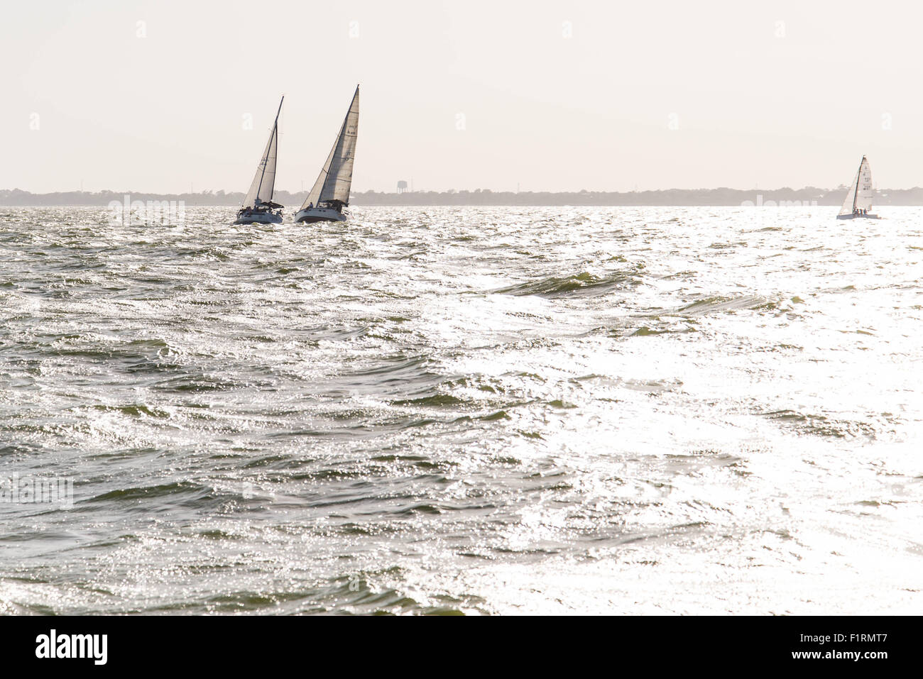 sailing a yacht in the open ocean Stock Photo - Alamy