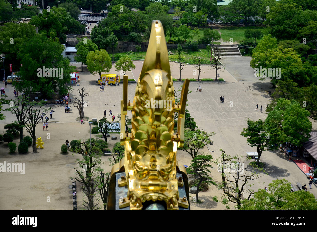 Aerial view around Osaka castle shooting from atop Osaka Castle on July ...