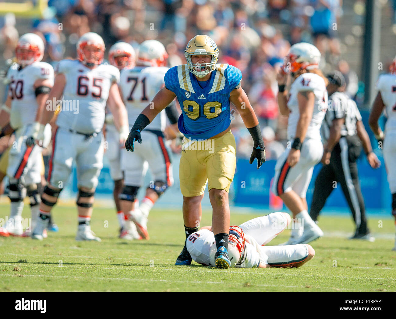 Pasadena, CA. 5th Sep, 2015. UCLA Bruins defensive lineman (99) Matt ...