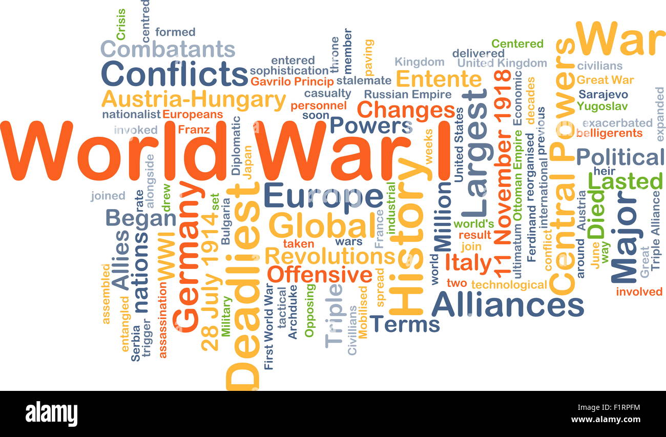 Background concept wordcloud illustration of World War I Stock Photo ...