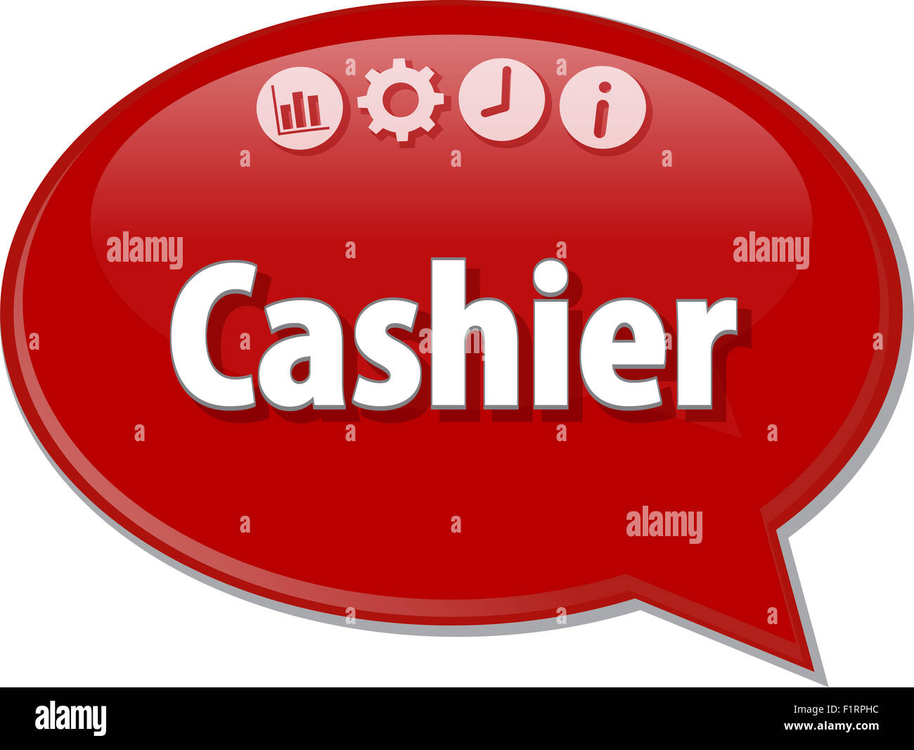 Speech bubble dialog illustration of business term saying Cashier Stock ...