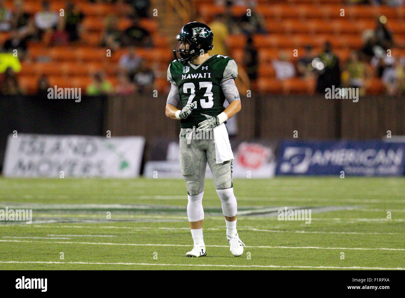 September 3, 2015 - Hawaii Rainbow Warriors wide receiver Dylan Collie ...