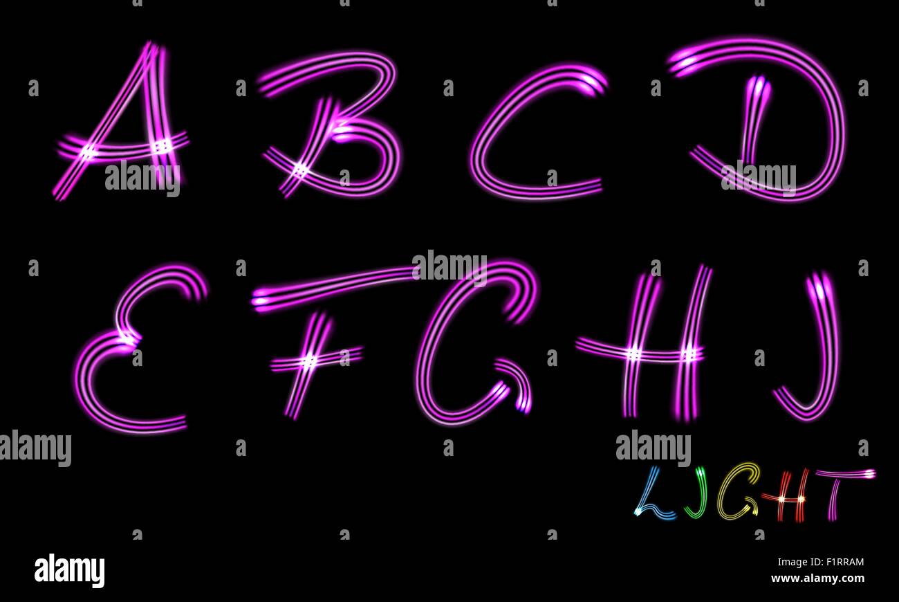 Glowing green neon alphabet letters Stock Vector Images - Alamy