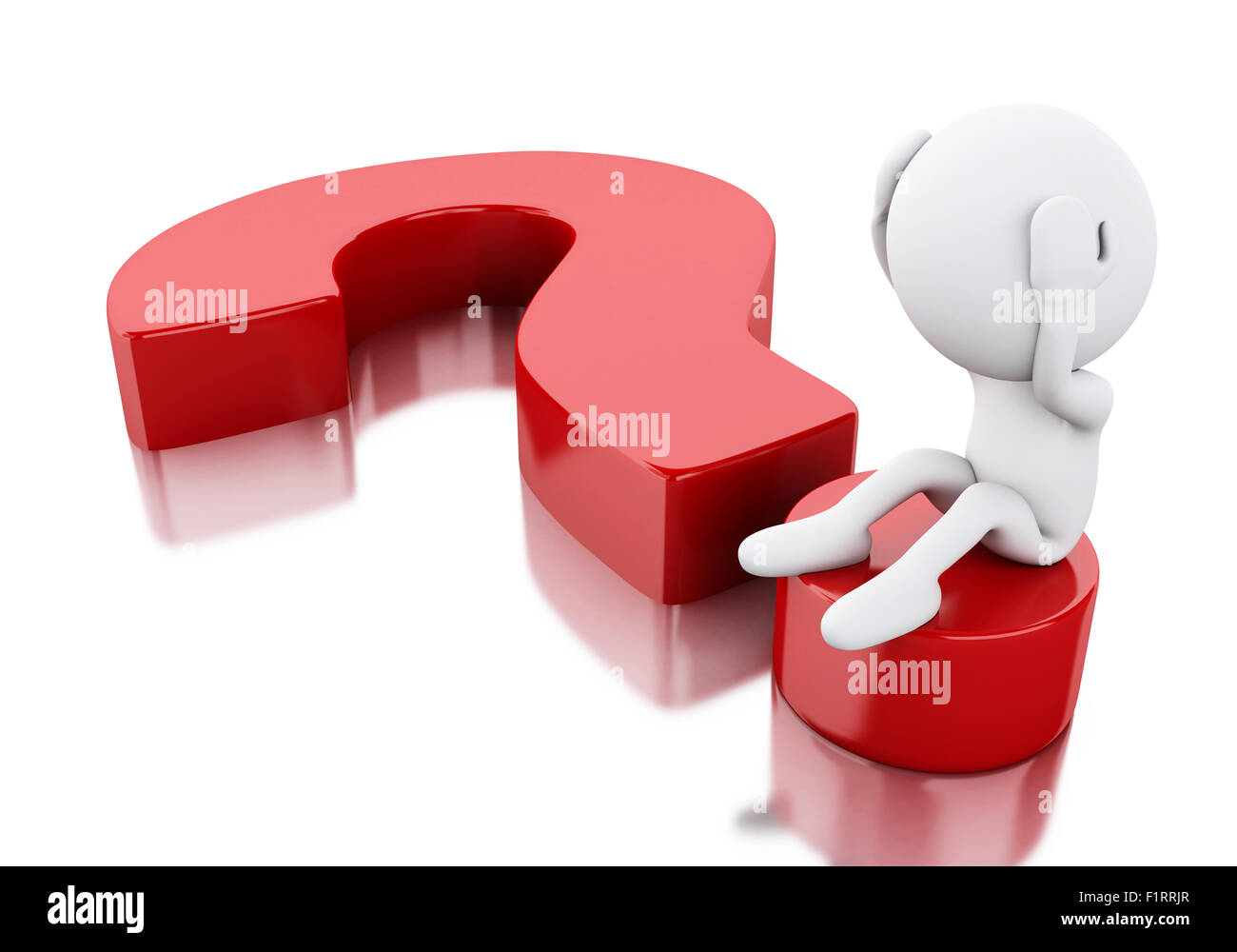3d renderer image. White people need help with question mark. Isolated ...