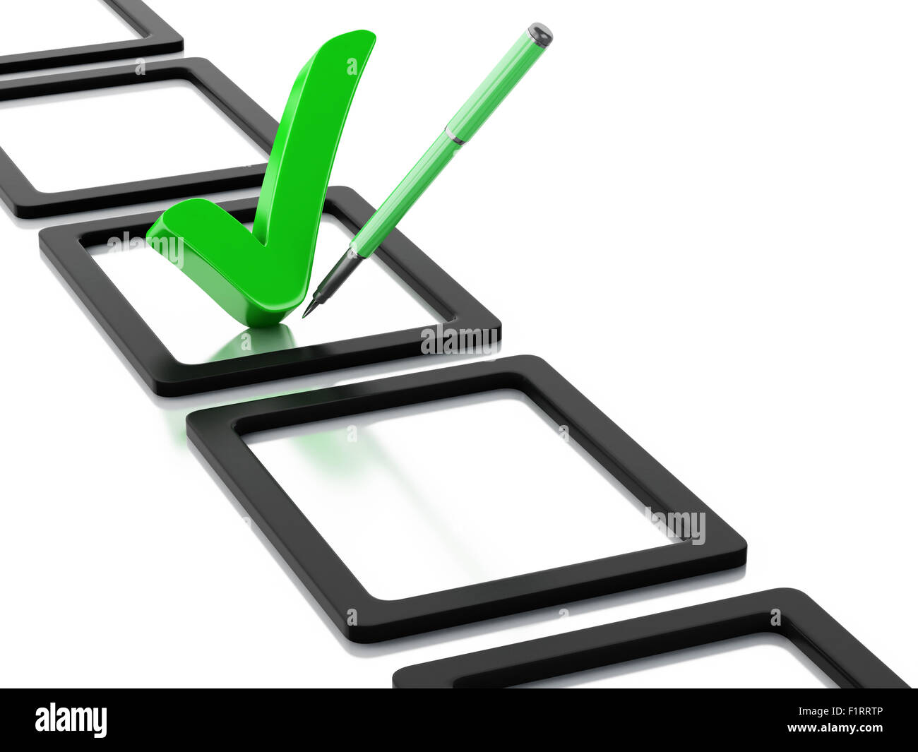 3d renderer image. Checklist with green check mark. Isolated white ...