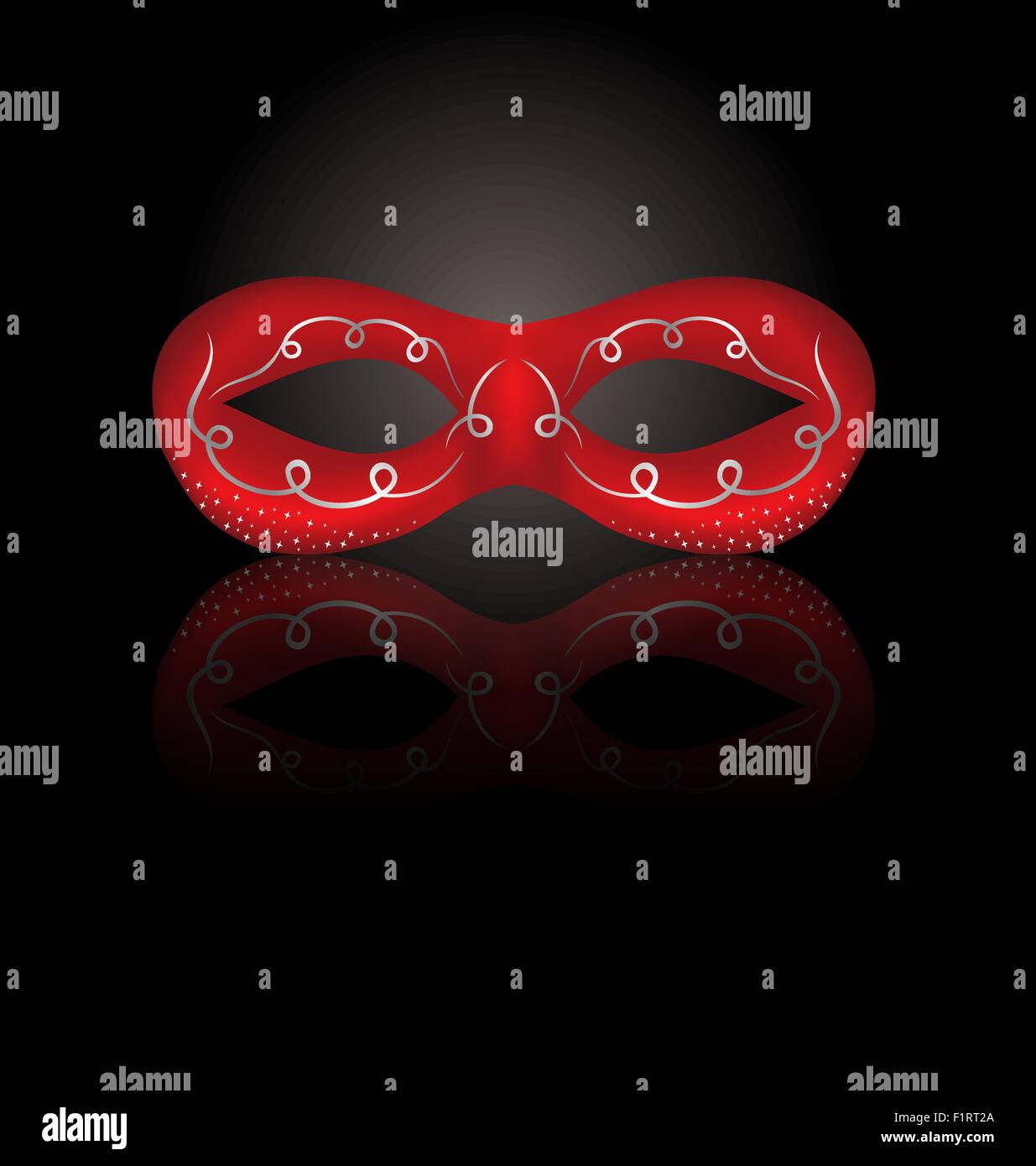 Theater red mask with reflection on black background Stock Vector Image ...
