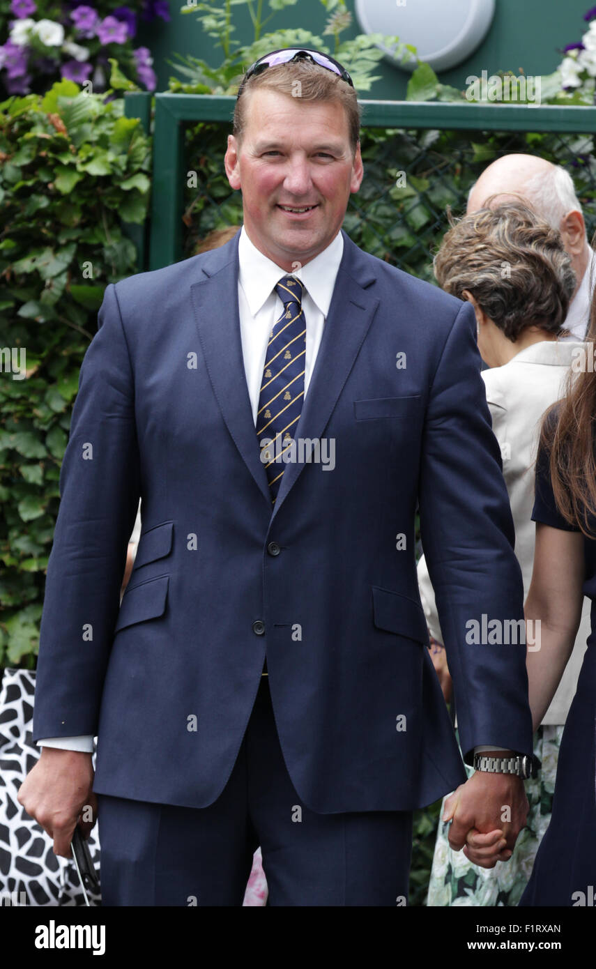 LONDON, UK, 8th July 2015: Matthew Pinsent and Demetra Pinsent seen at ...