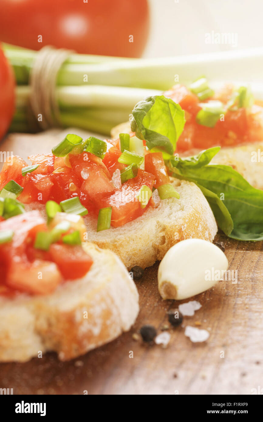 homemade bruschetta with tomatoes Stock Photo - Alamy