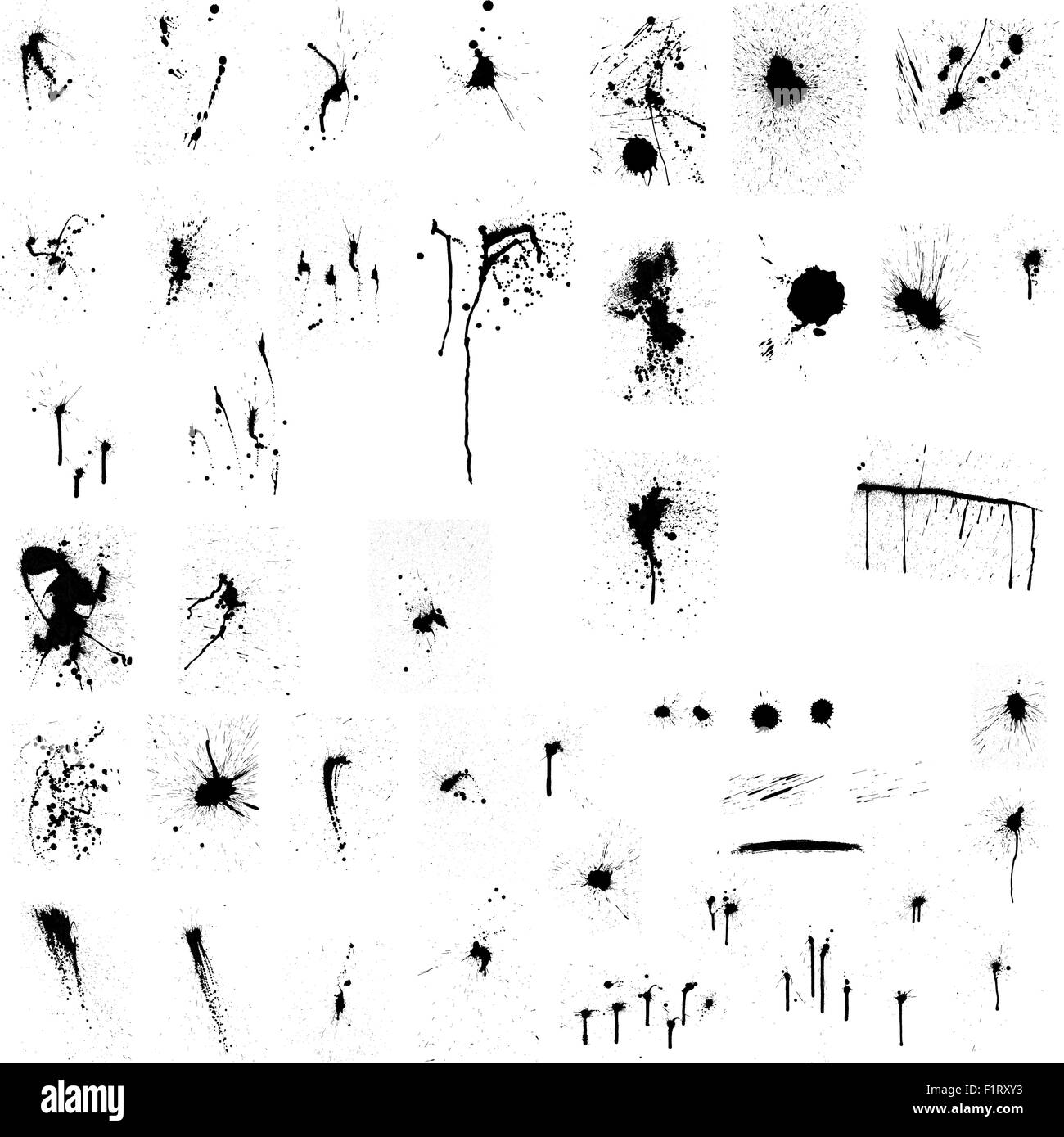 Set of Abstract Grunge Ink Blots Background. Each Big Blot Grouped With ...
