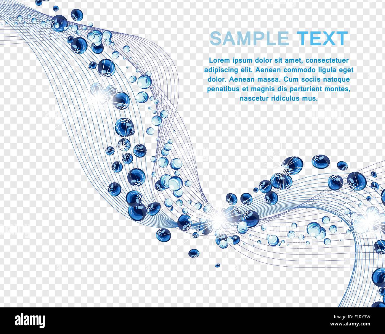 Water Lines Concept Design With Bubbles of Air and Text Space. Elegant ...