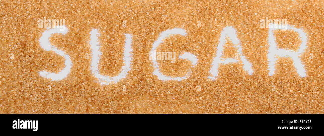 Word sugar written in granulated natural brown cane sugar Stock Photo ...