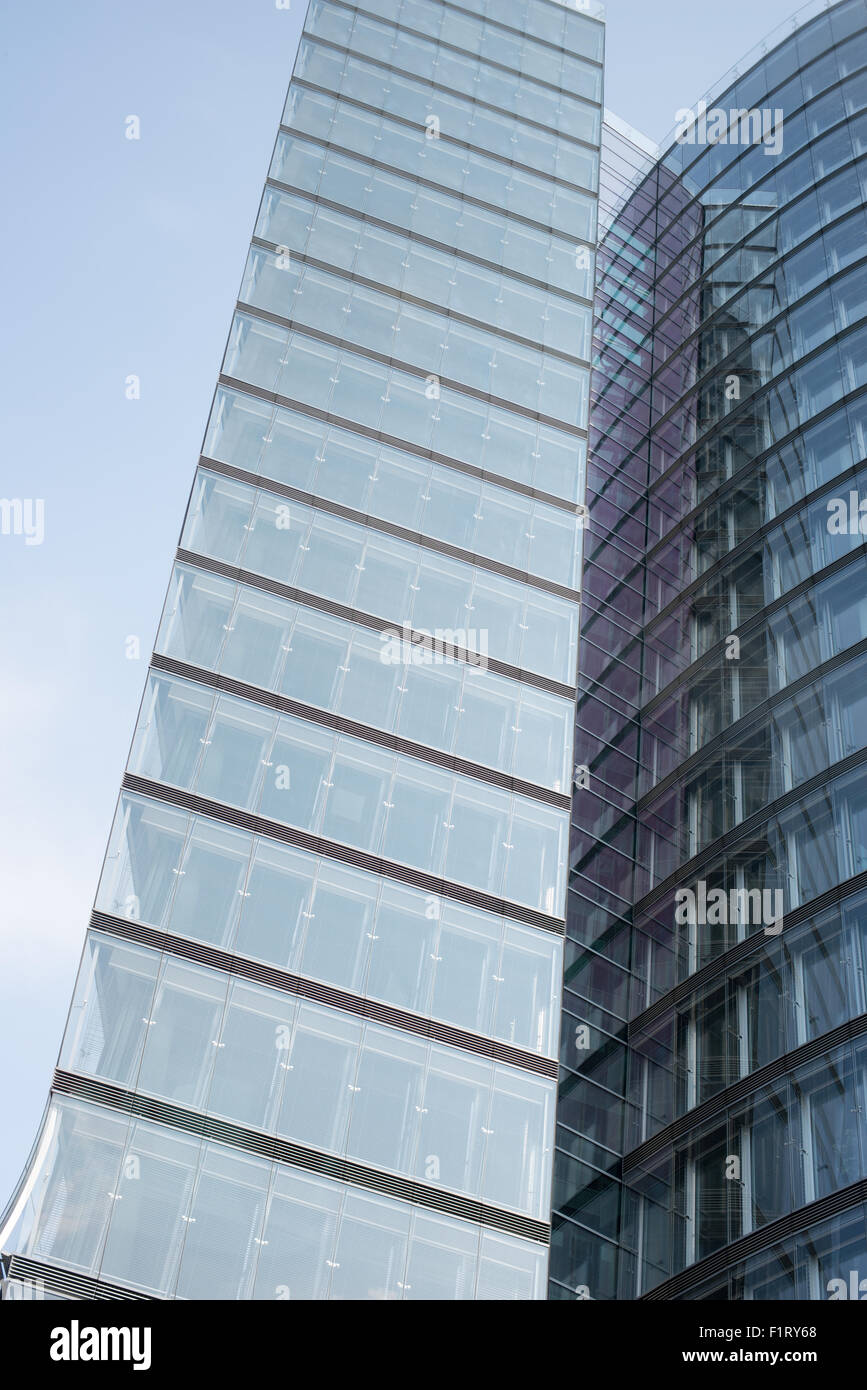 Skyscraper on blue sky, side view Stock Photo - Alamy