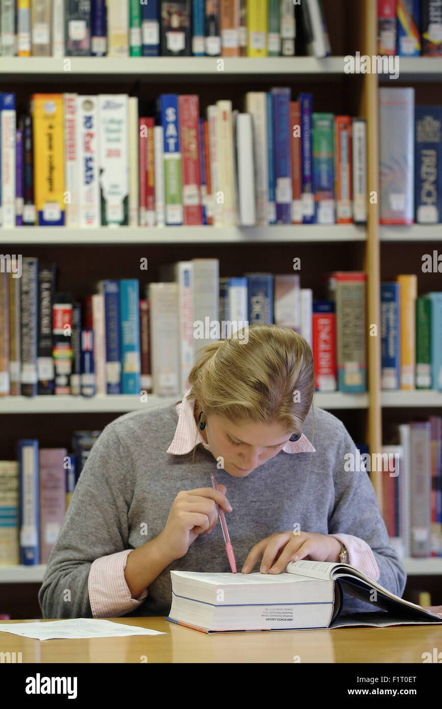 Students studying in a school library Stock Photo - Alamy