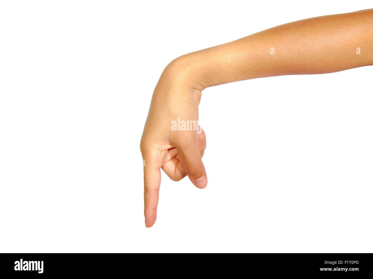 Woman's finger pointing or touching isolated on white background Stock ...
