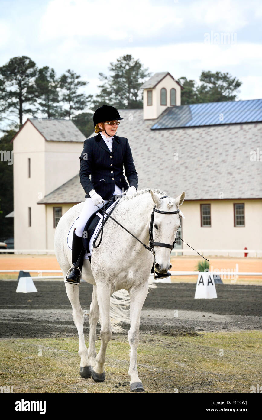 Competitive Dressage Horseback Riding in Pinehurst North Carolina Stock ...