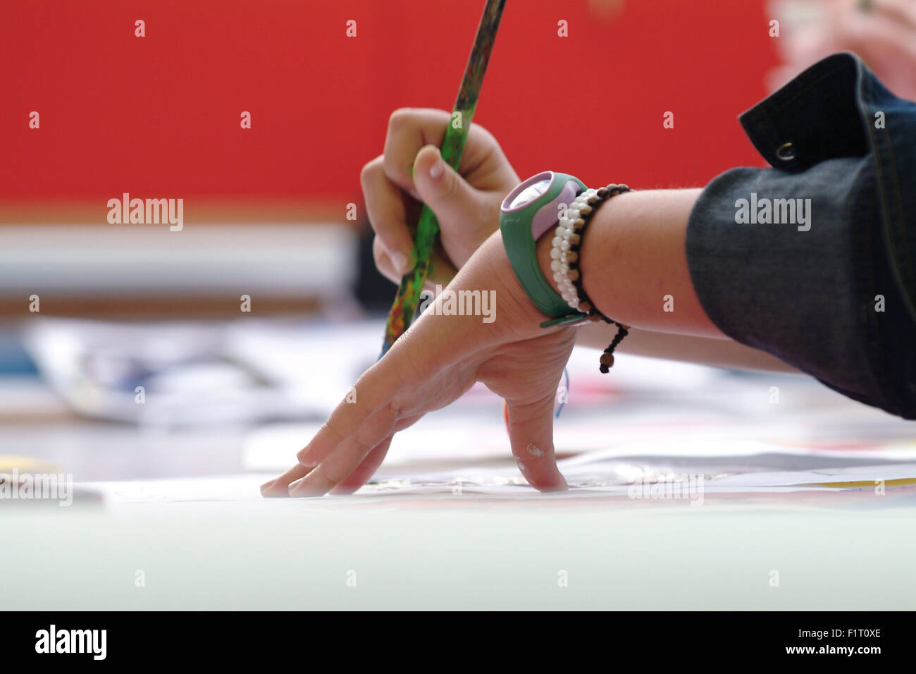 Children's hands writing, painting,sketching,colouring Stock Photo - Alamy