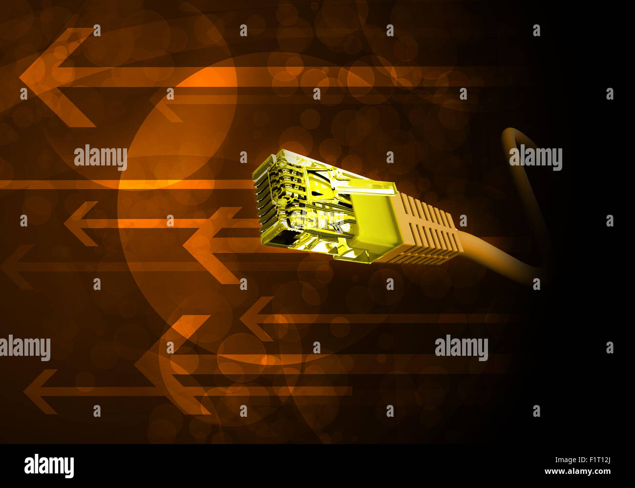 Yellow computer cable with arrows Stock Photo - Alamy