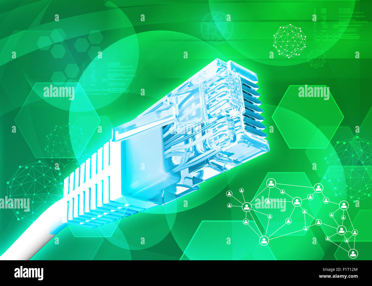 Computer cable with molecules Stock Photo - Alamy