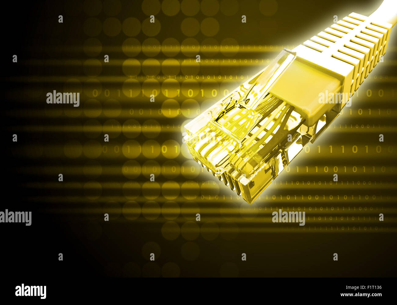 Yellow computer cable with numbers Stock Photo - Alamy