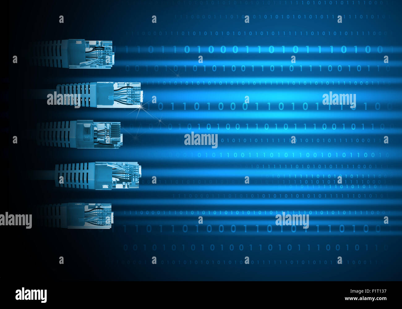 Blue computer cables with numbers Stock Photo - Alamy