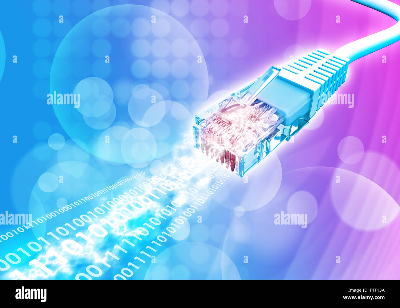 Blue computer cable with numbers Stock Photo - Alamy