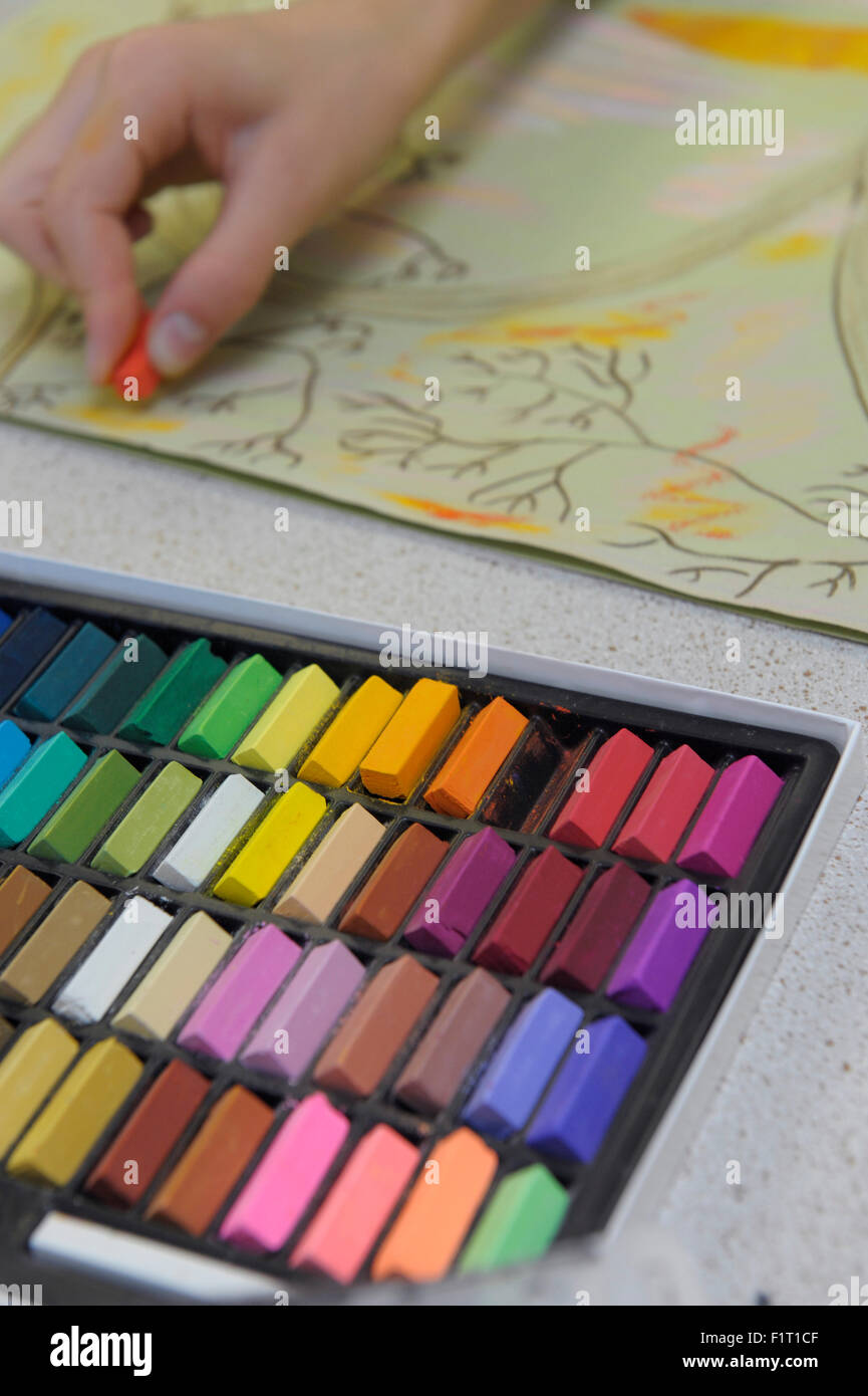 Children's hands writing, painting,sketching,colouring Stock Photo - Alamy