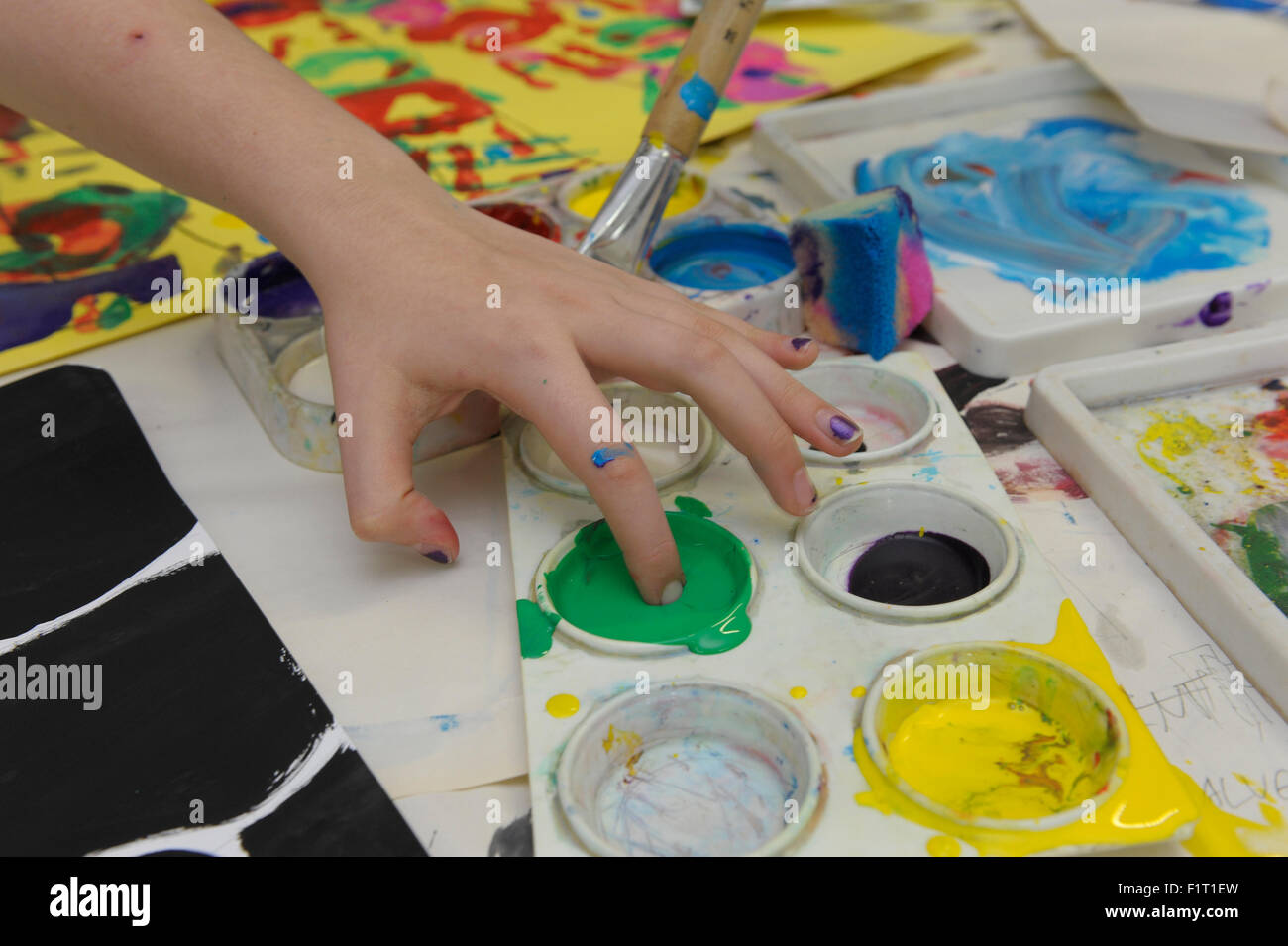 Children's hands writing, painting,sketching,colouring Stock Photo - Alamy