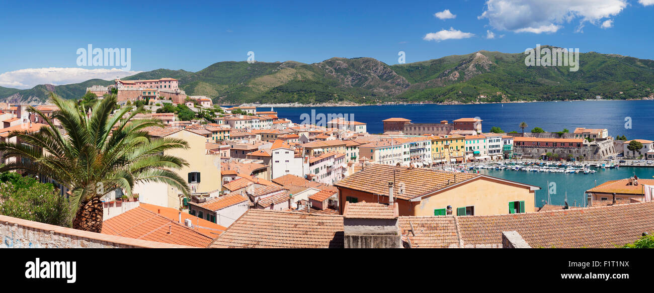 Old town, Fort Stella Fortress and harbour, Portoferraio, Island of ...
