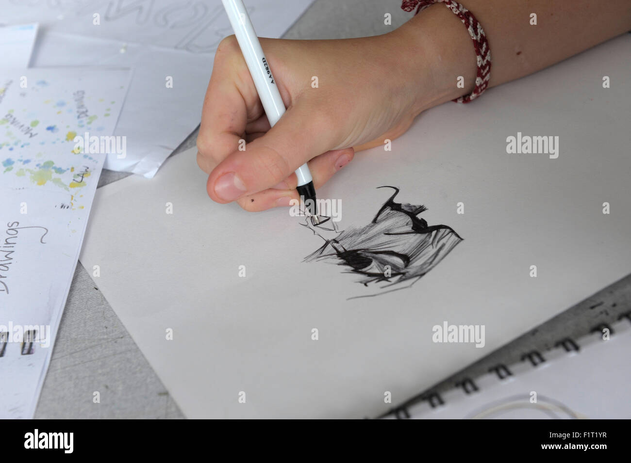 Children's hands writing, painting,sketching,colouring Stock Photo - Alamy