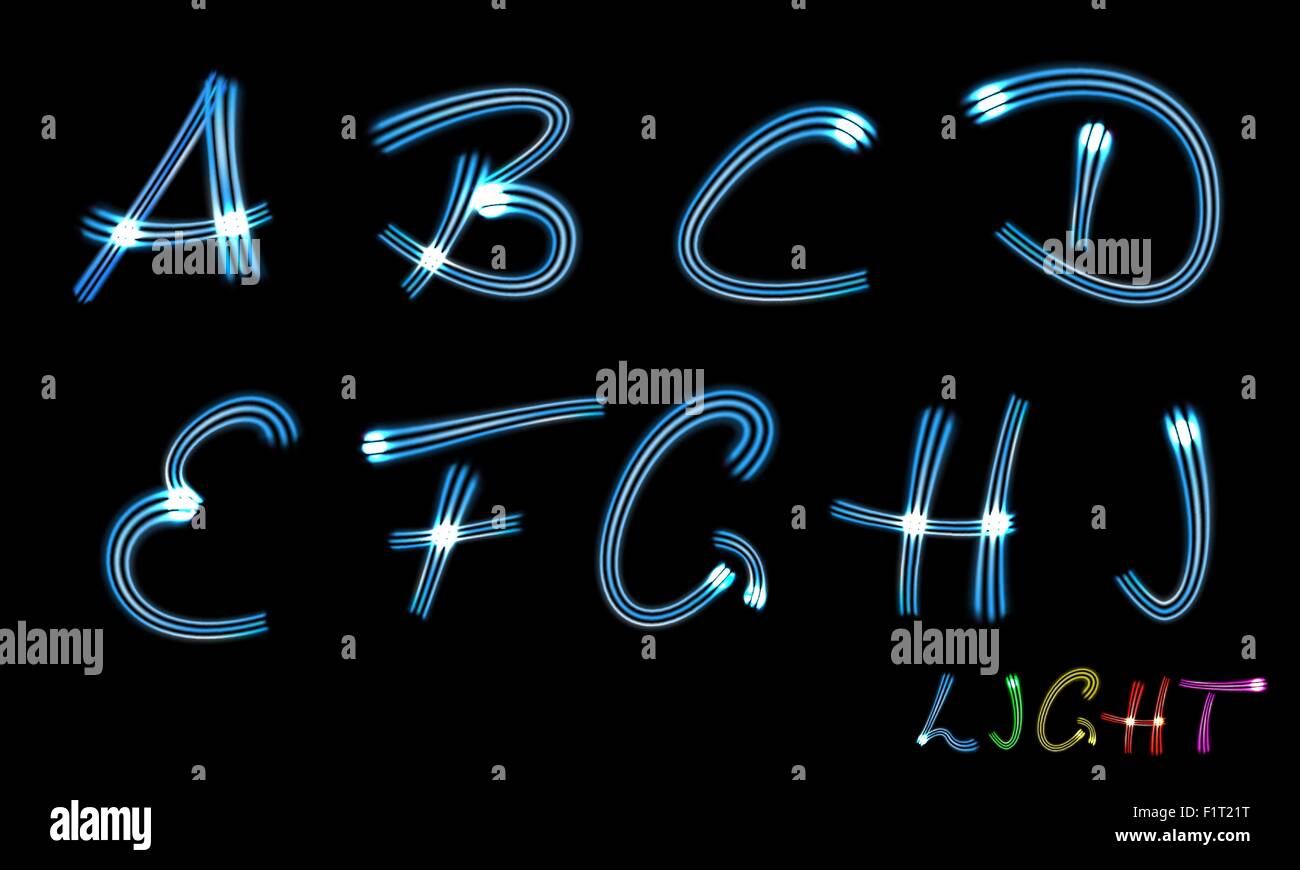Vector illustration neon letters Stock Vector Images - Alamy