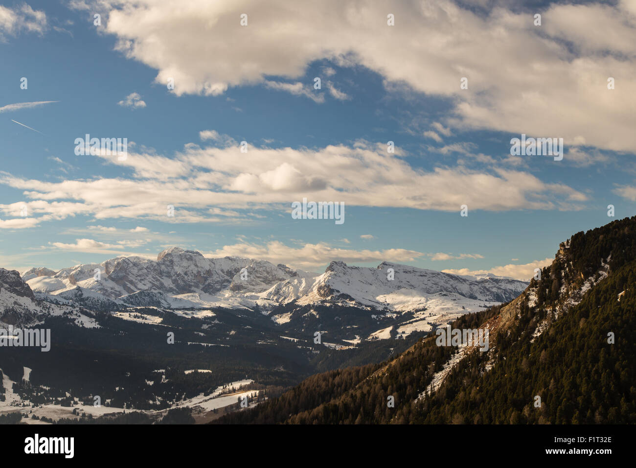 winter in the italian alps, with the ski slope full of snow Stock Photo ...