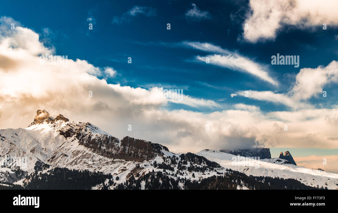 winter in the italian alps, with the ski slope full of snow Stock Photo ...