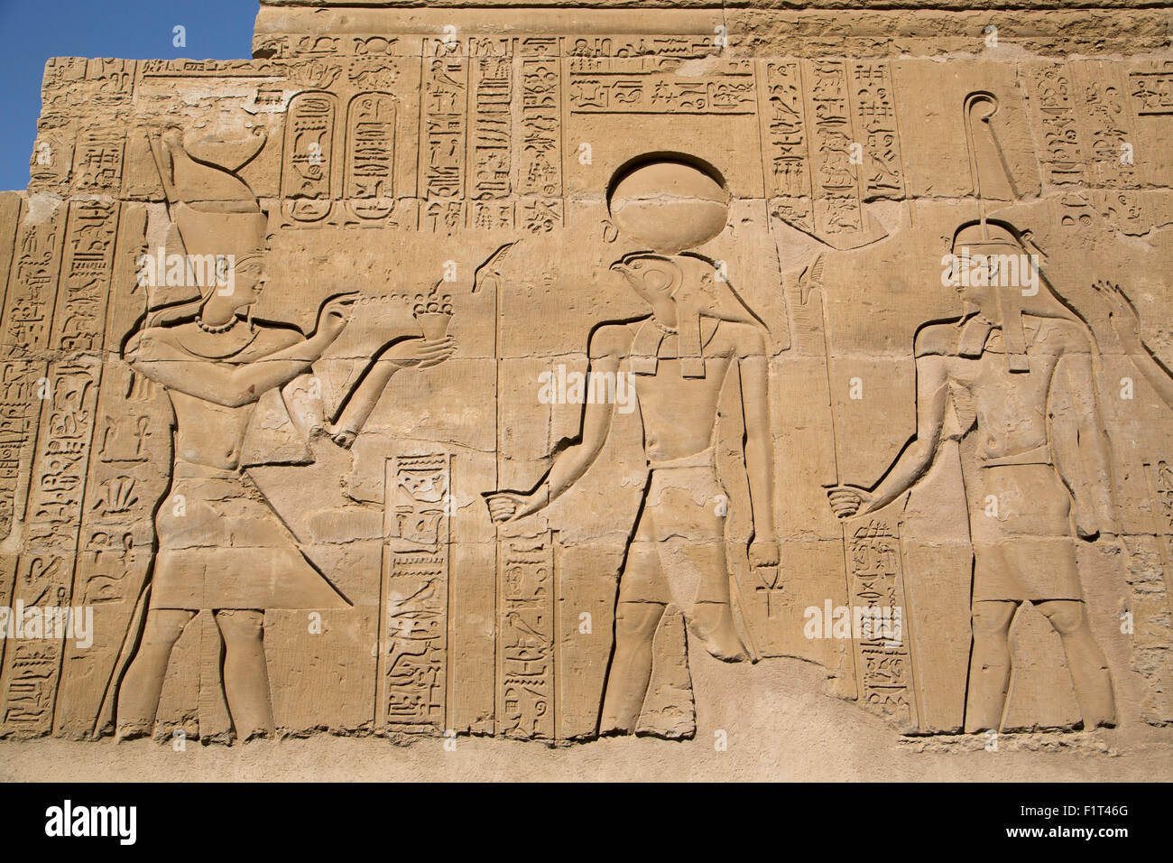 Bas-reliefs on walls, Temple of Haroeris and Sobek, Kom Ombo, Egypt ...