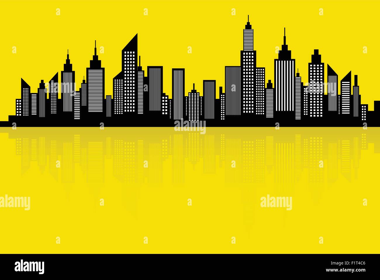 City Skyline Silhouette Vector In Retro Colors Stock Vector Image & Art ...