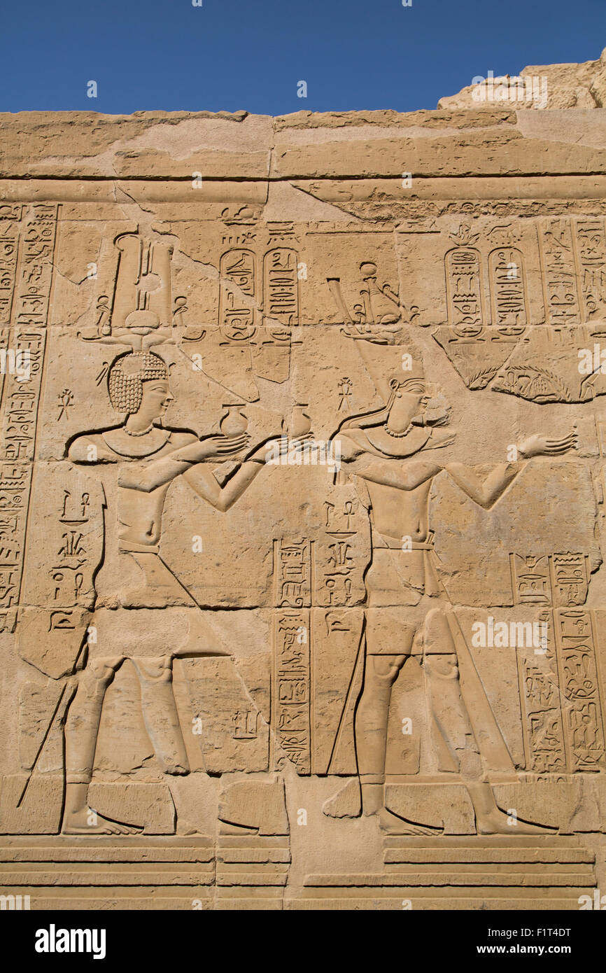 Bas-reliefs on walls, Temple of Haroeris and Sobek, Kom Ombo, Egypt ...