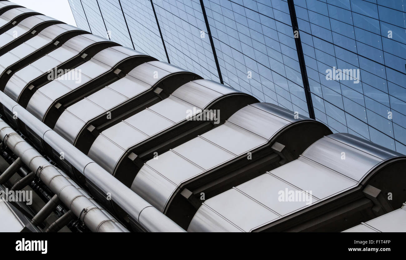 Modern abstract building design with repeating diagonal patterns and ...