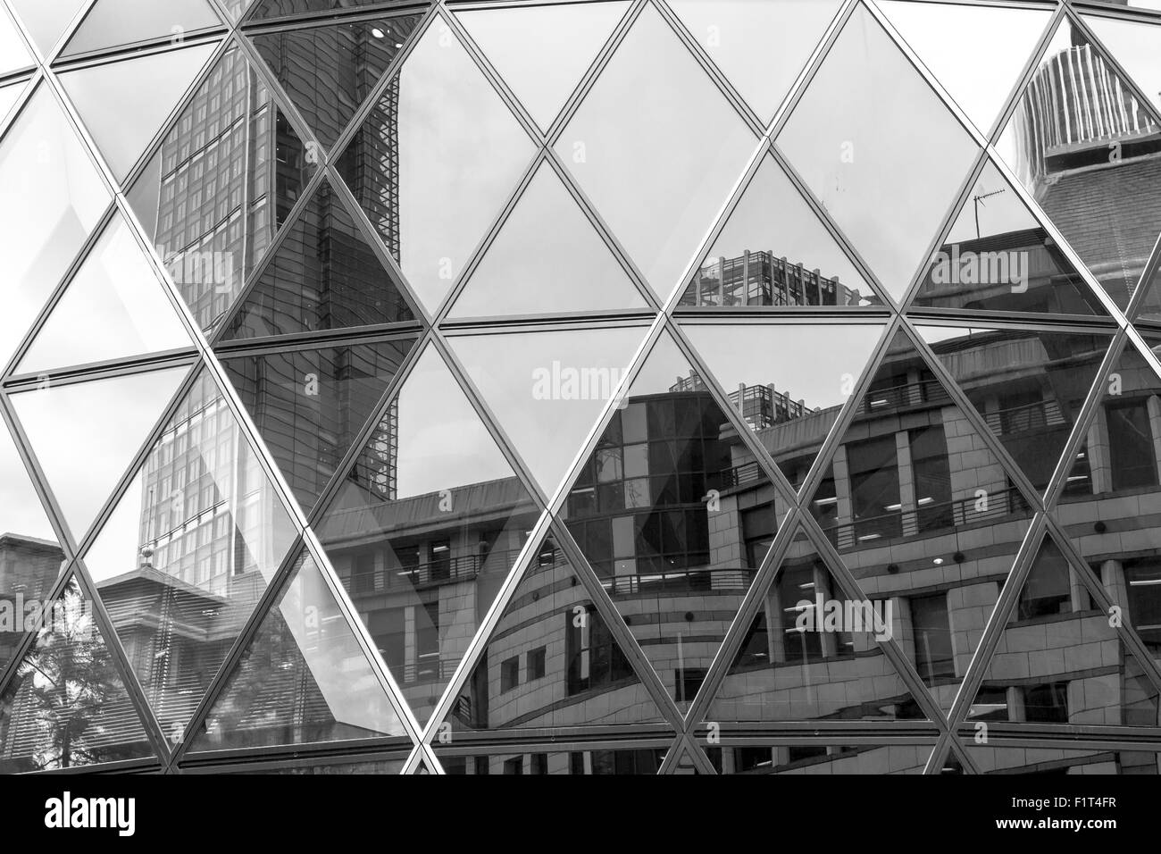Triangle shaped abstract from window reflections of a modern office ...
