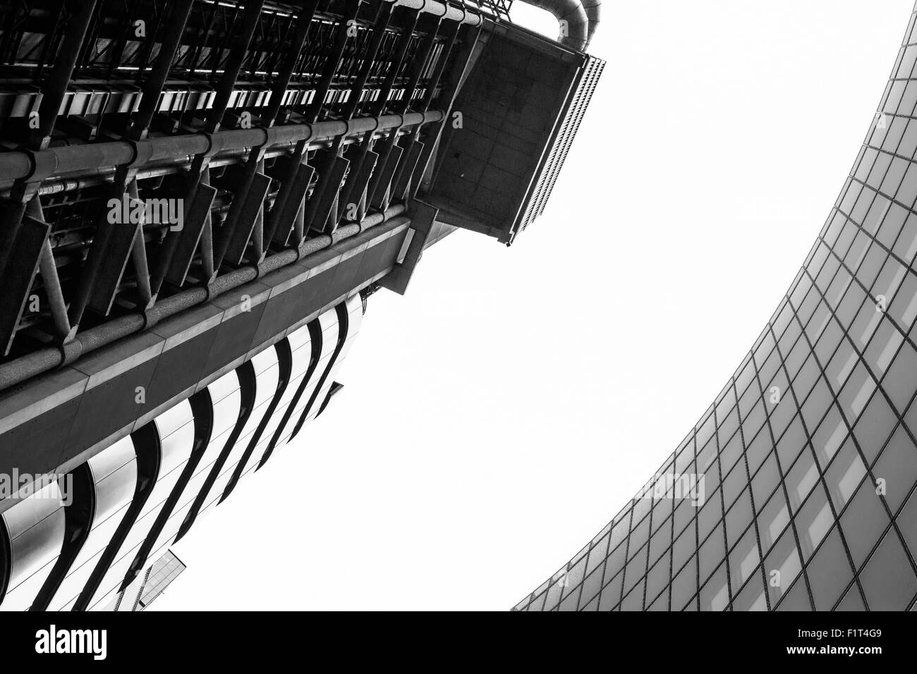 Futuristic modern building abstract with curving building glass windows ...