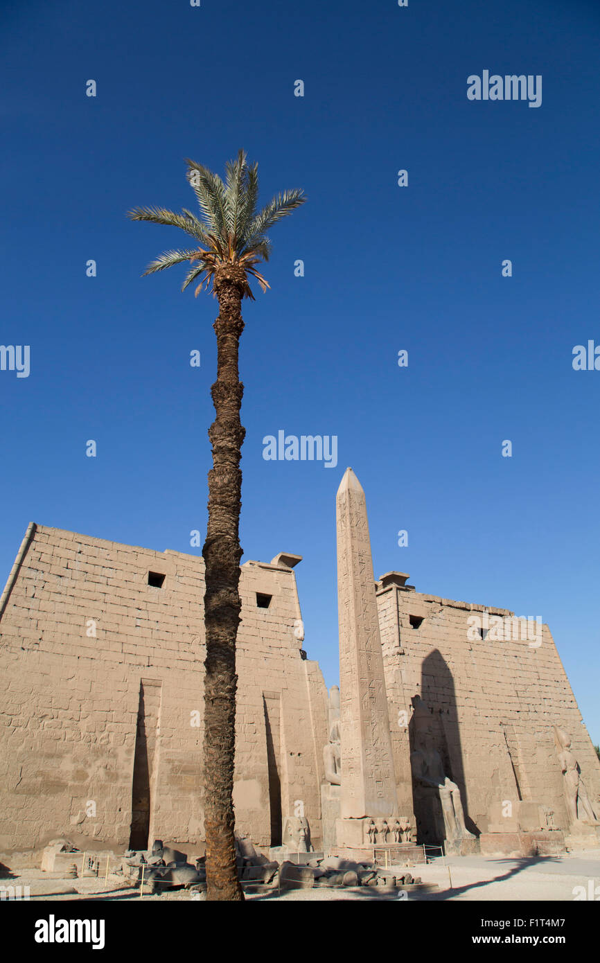 Obelisk, 25 meters high in front of plyon 65 meters wide, Luxor Temple ...