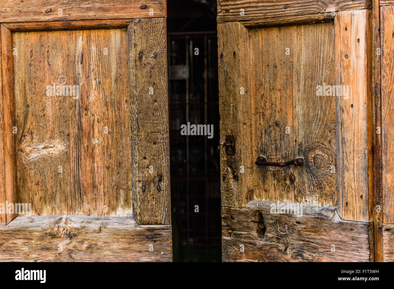 close up of antique wooden door with woodworm holes Stock Photo - Alamy